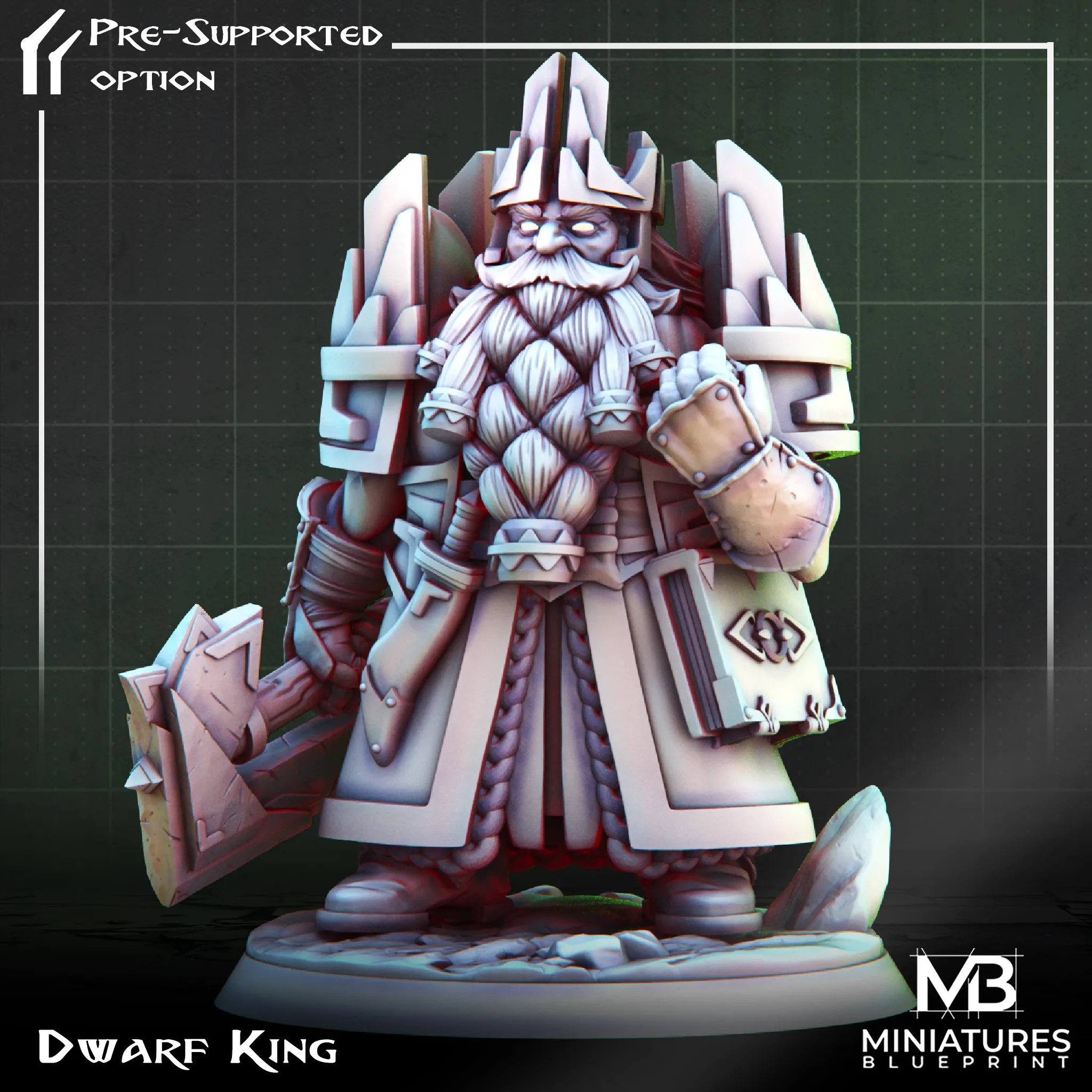 Characters & Creatures STL Download - Dwarf Kingby Miniatures Blueprint