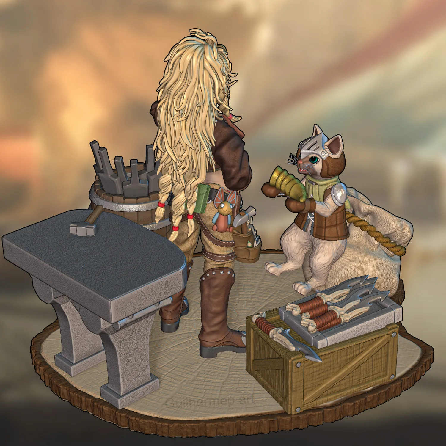 Sculptures & Artworks STL Download - Gemma and Palico Diorama - MH ...