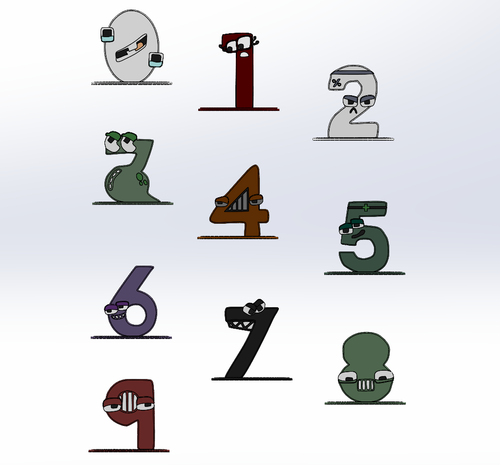 Alphabet Lore Numbers with and without base | 3D models download ...