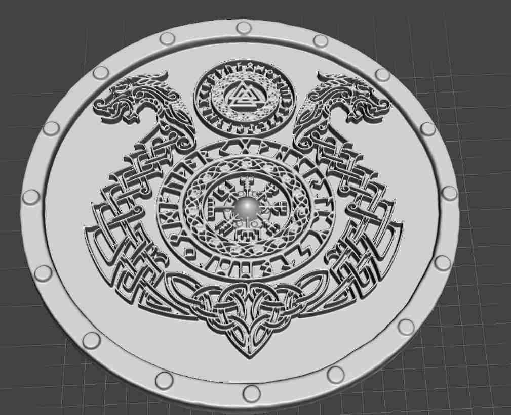 Norse Runes Dragon Boat Viking shield | 3D models download | Creality Cloud