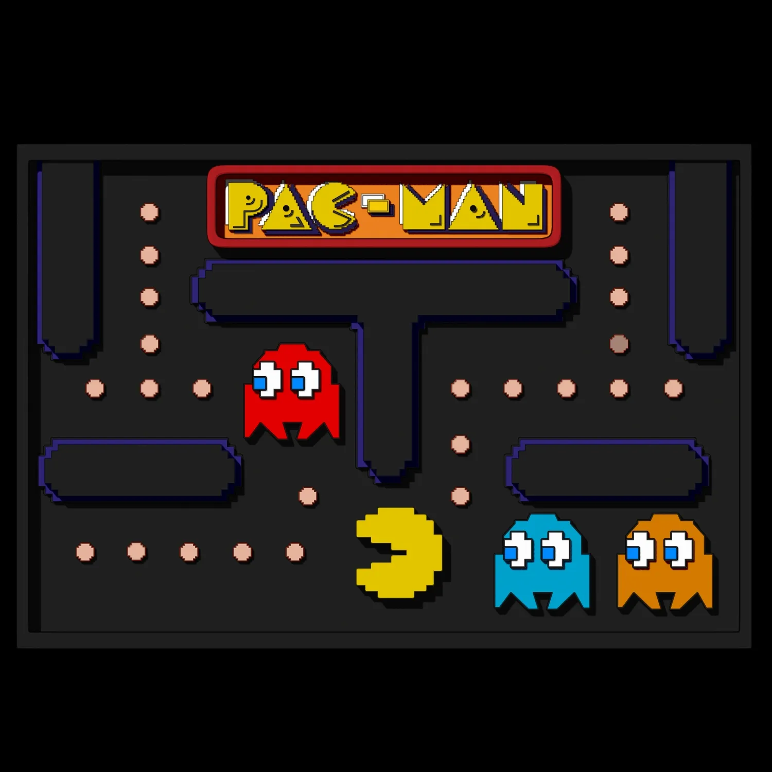 Sculptures & Artworks STL Download - Pac-man frame artby Guilhermep.art