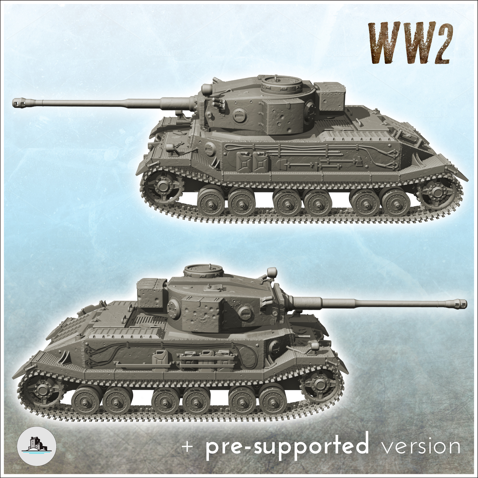 Panzer VI Tiger (P) - WW2 German Flames of War Bolt Action | 3D models ...