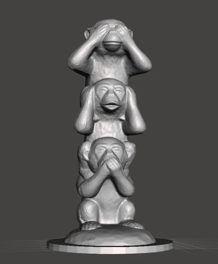 Sculptures & Artworks STL Download - MONKEY TOTEM HEAR SAY SEE NO ...