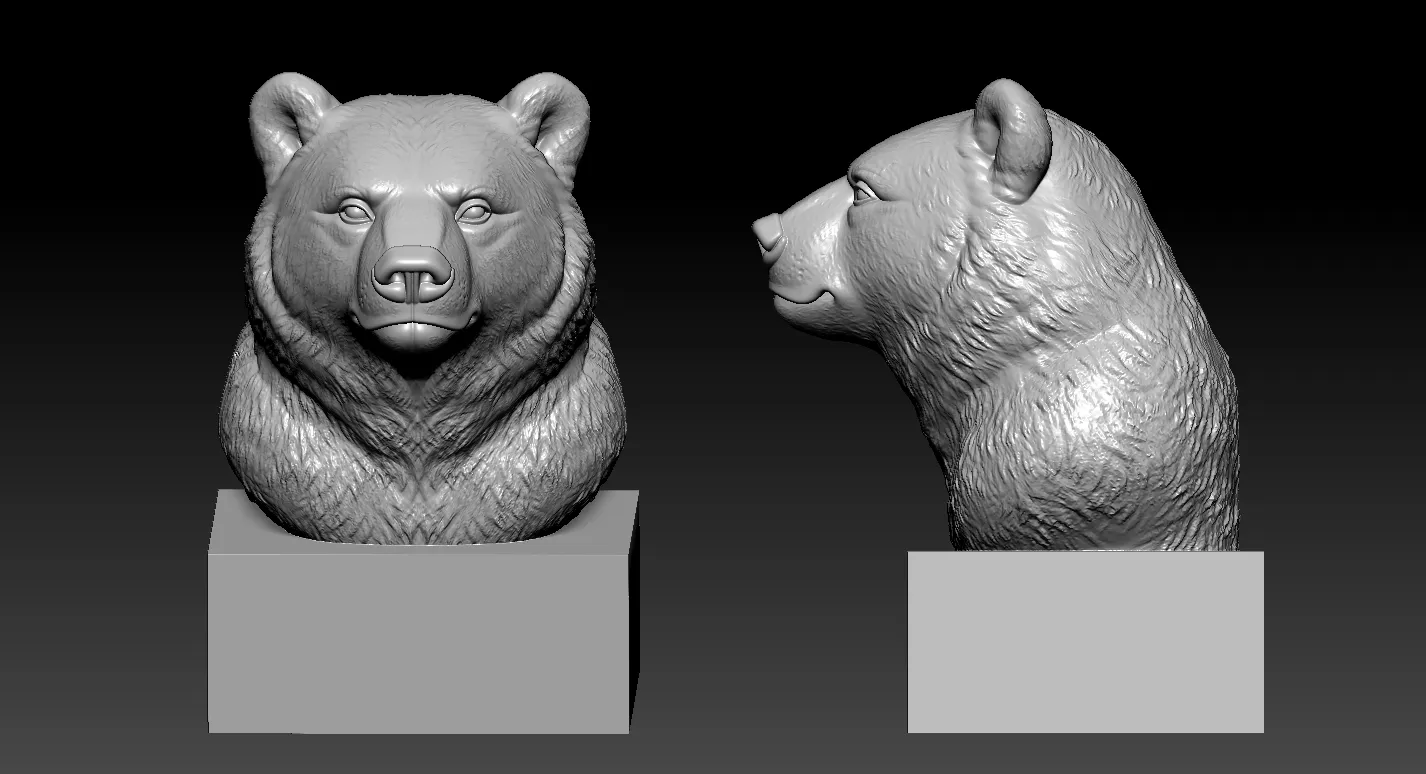 Characters & Creatures STL Download - Brown bear Bust - Bear head model ...