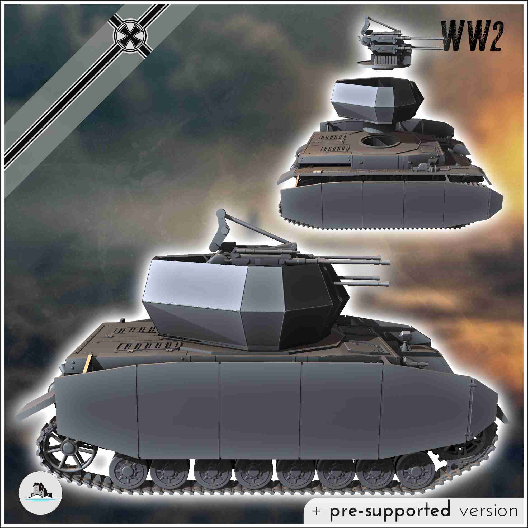 Flakpanzer IV AA Wirbelwind - miniatures tank ww2 flames war | 3D ...