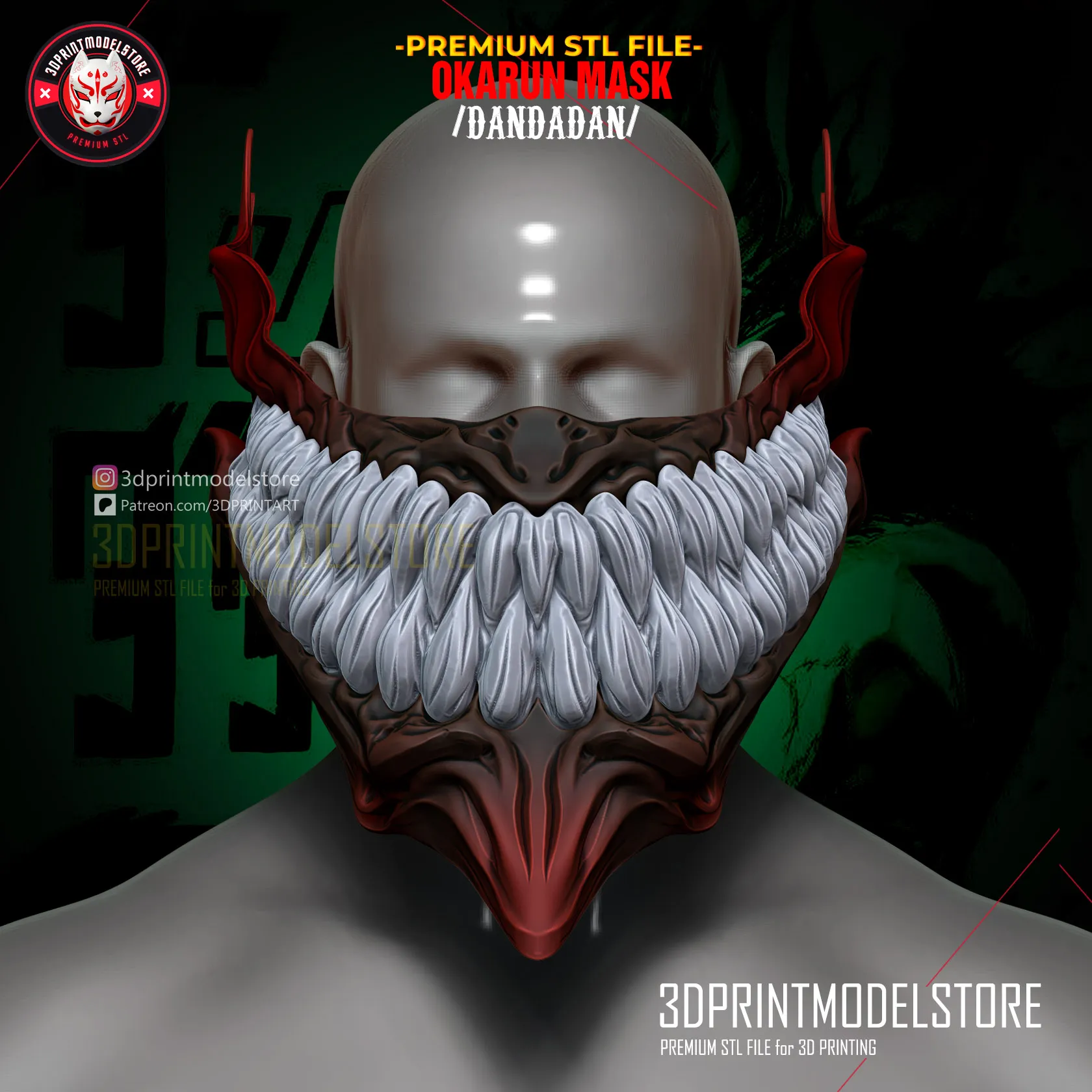 Cosplay STL ダウンロード - Dandadan Okarun Mask - Dan Da Dan Anime Hollow ...