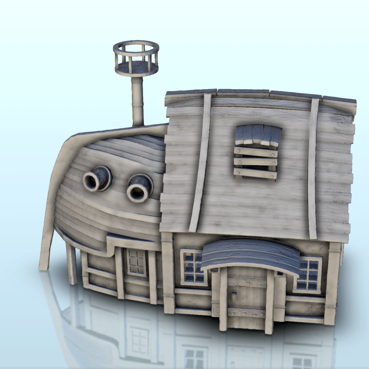 Pirate house with wooden mast (5) - scenery medieval miniatu | 3D ...