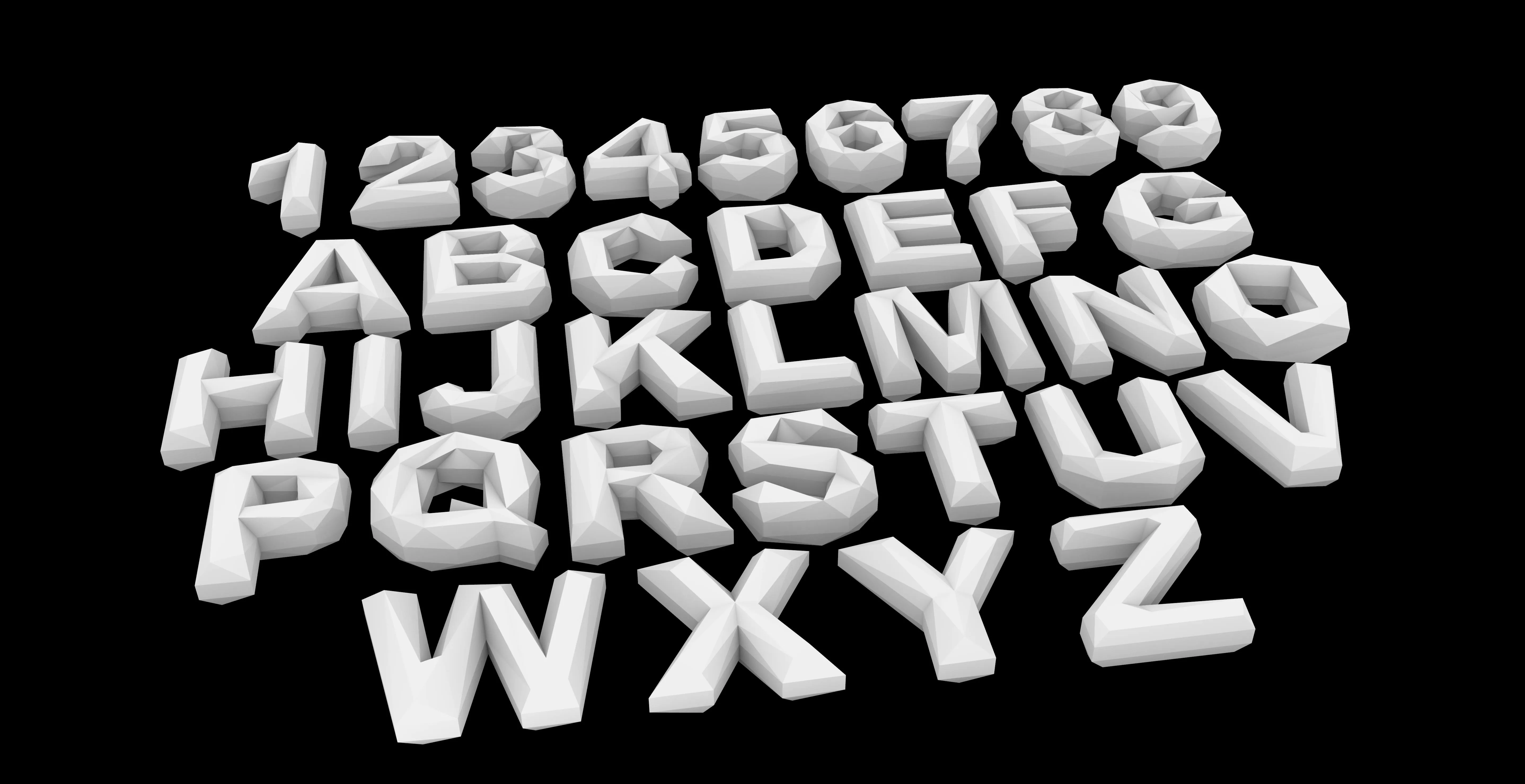 Digital Art STL Download - alphabet numbers fonts abstract diamond ...