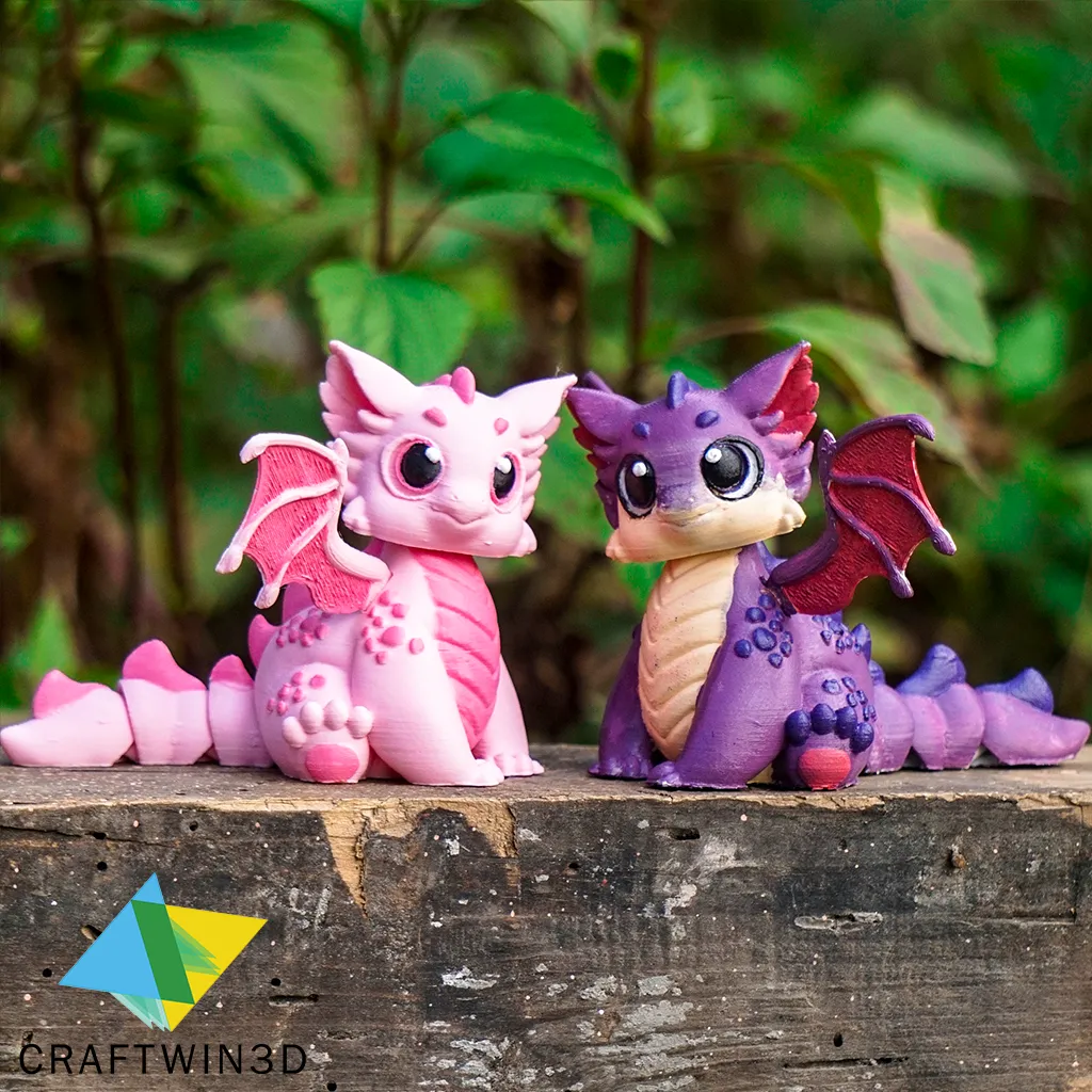 Characters & Creatures STL Download - Print in place Baby Dragonby ...