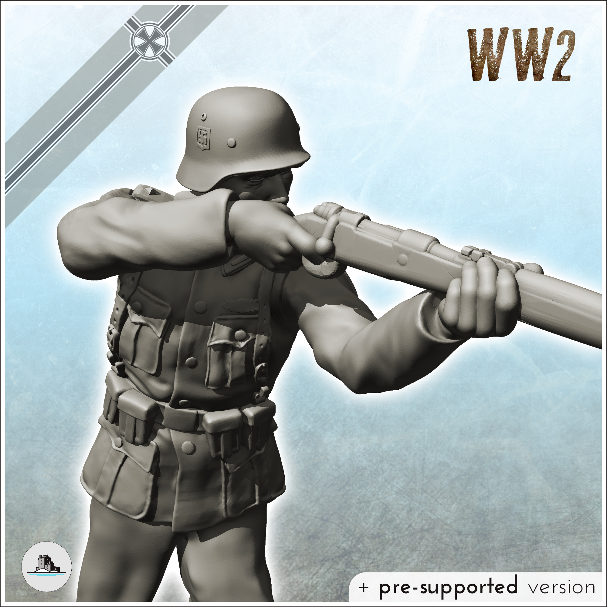 Squad of German soldiers with Kar 38k Mauser or MP38 - WW2 | 3D models ...