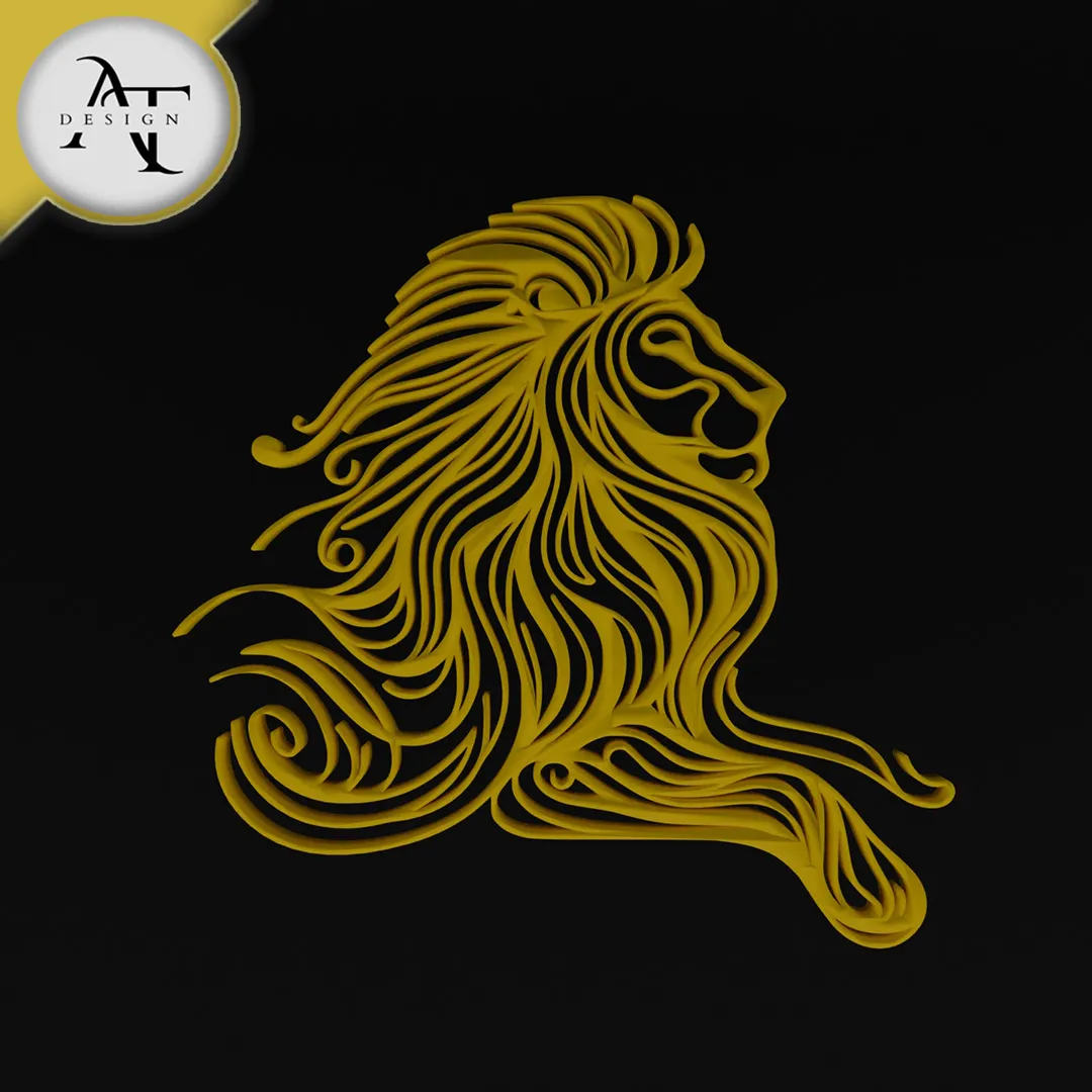 Other STL Download - Lion - Line Art - 2D Wall Art Decorby AT Design
