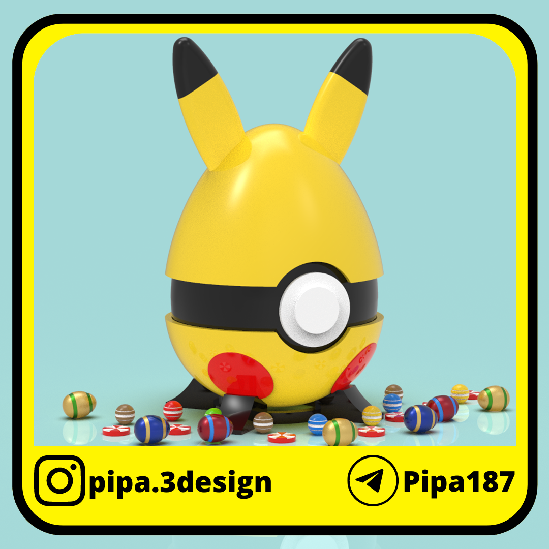 STORAGE CONTAINER - POKEBALLS PIKACHU EASTER EGG | 3D models download ...