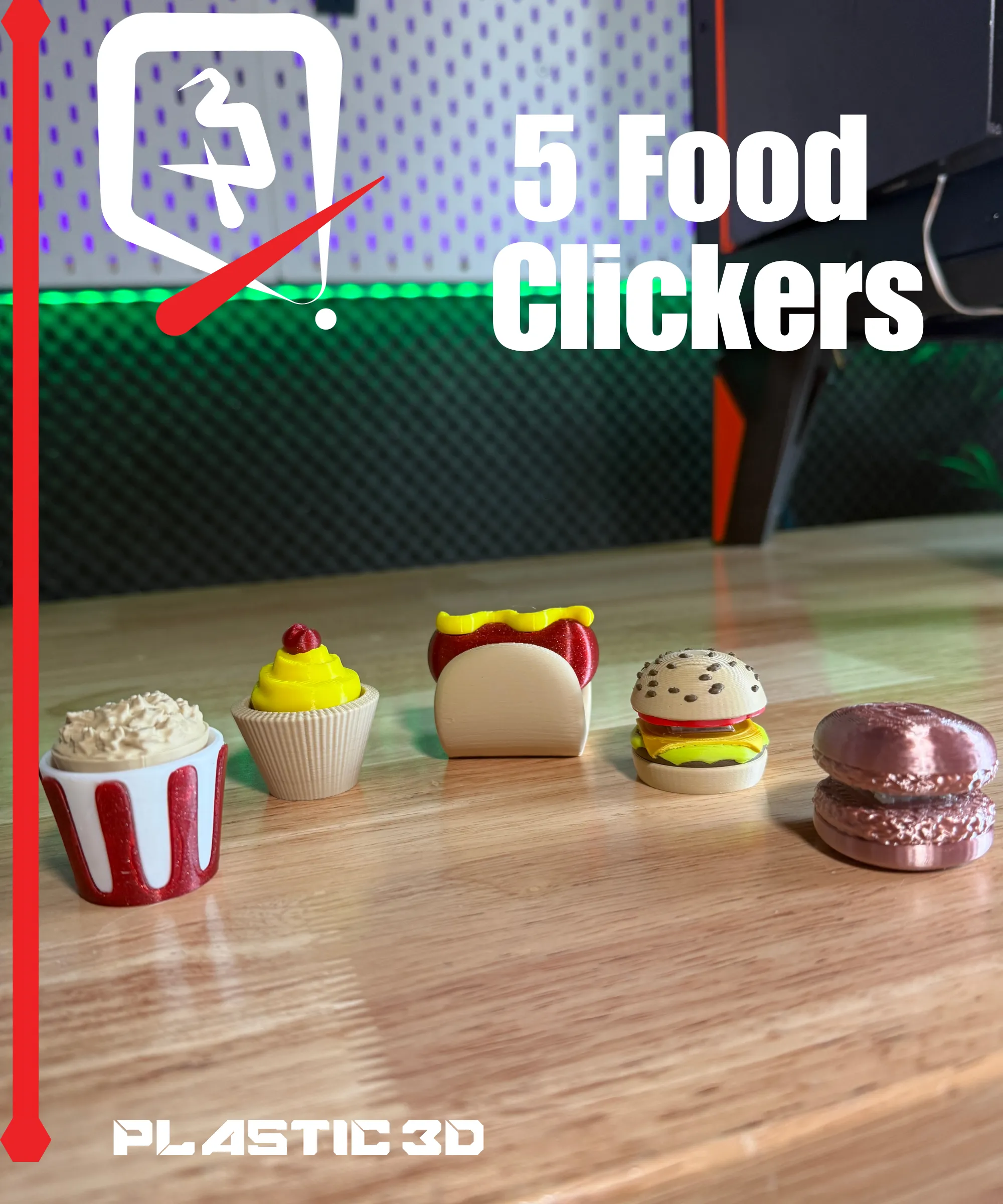 3D Printer Files | 3MF File | 5 Food-Themed Clickers – Satisfy Your ...