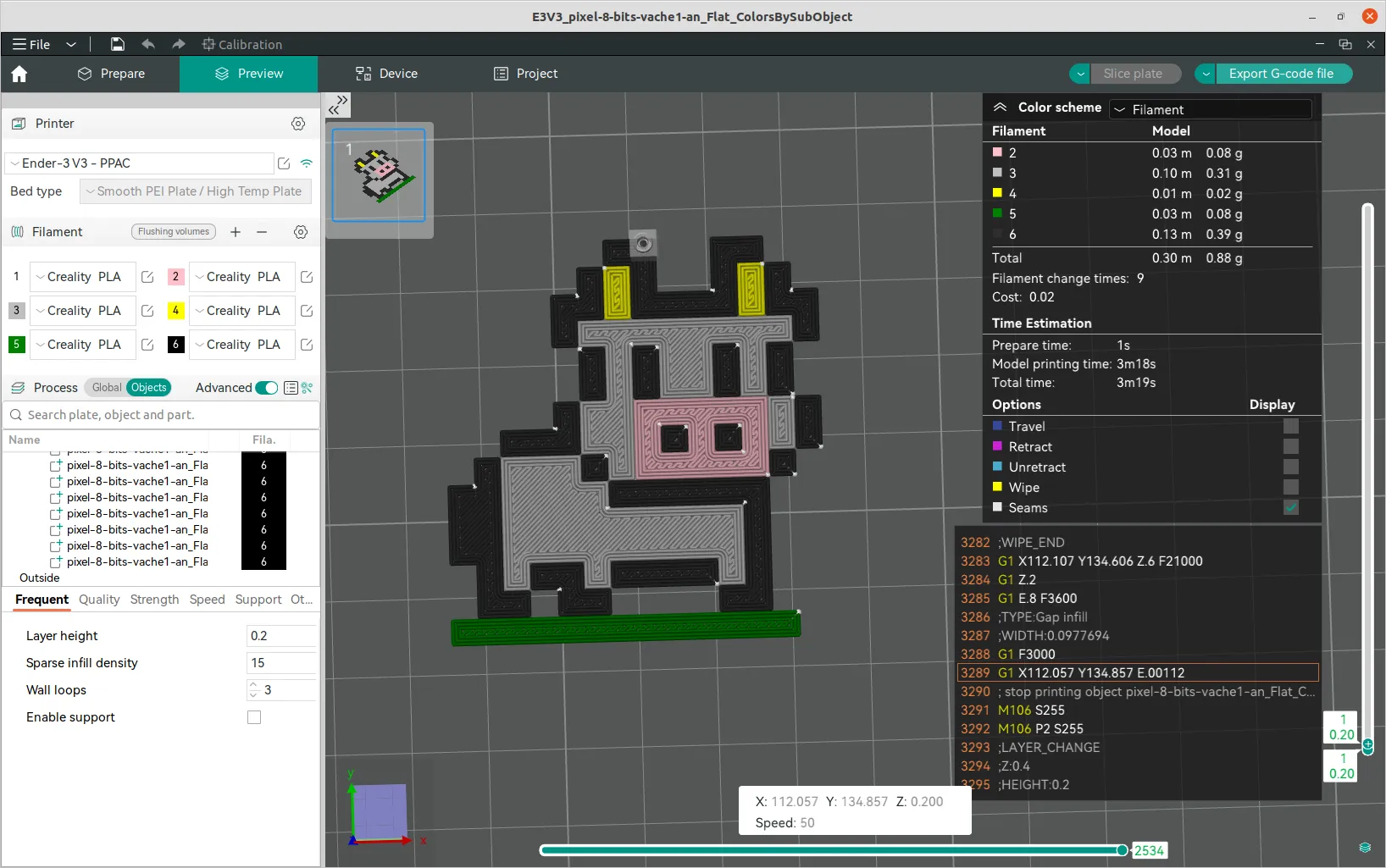 3D Printer Files | 3MF File | Cow 1, 8-bits, with 5 colors (multi-color ...