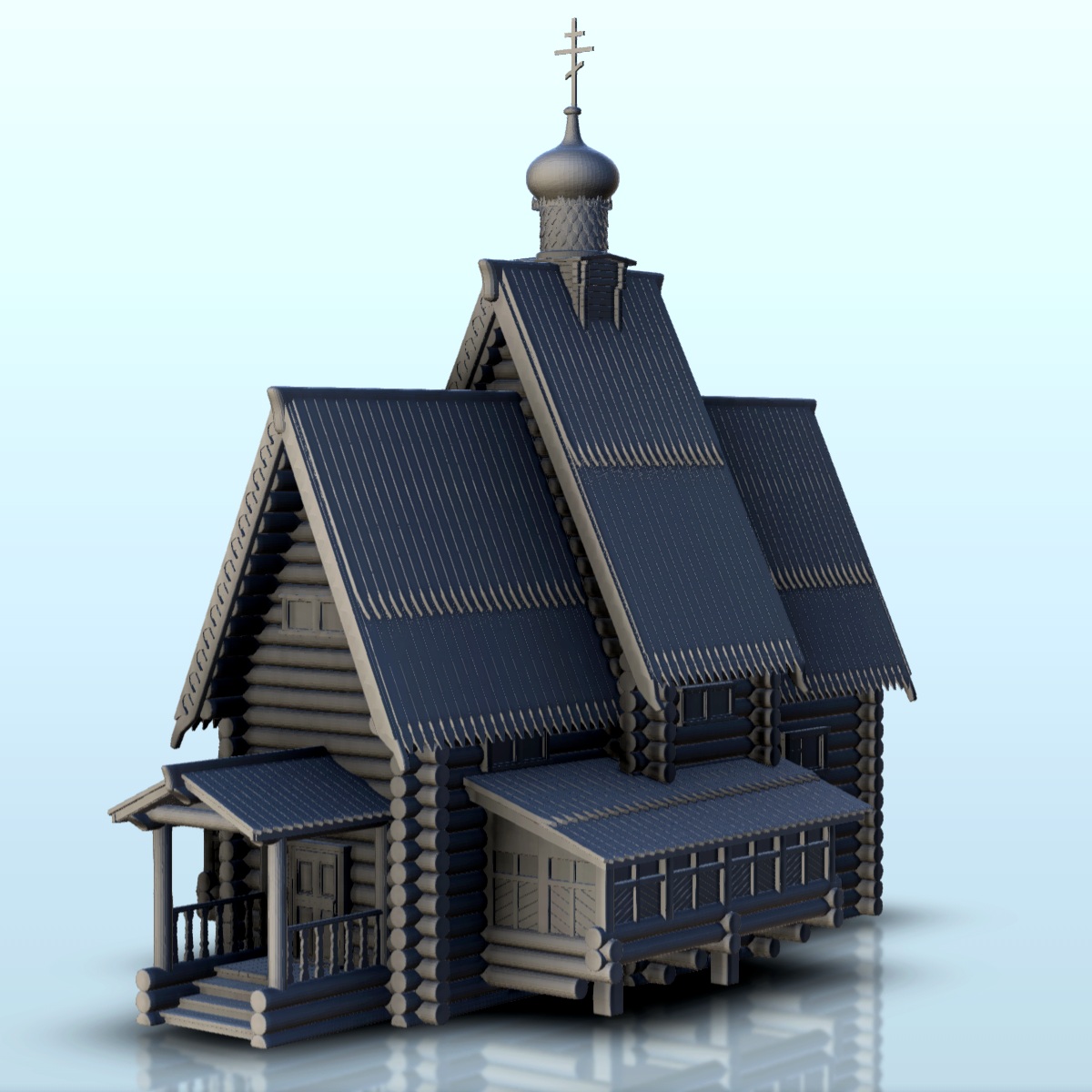 Slavic orthodox wooden church with bell tower (4) - miniatur | 3D ...