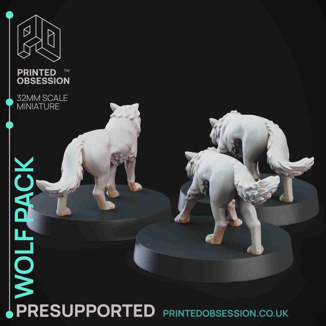 Wolf Pack - 3 Wolves - PRESUPPORTED - 32mm Scale | 3D models download ...