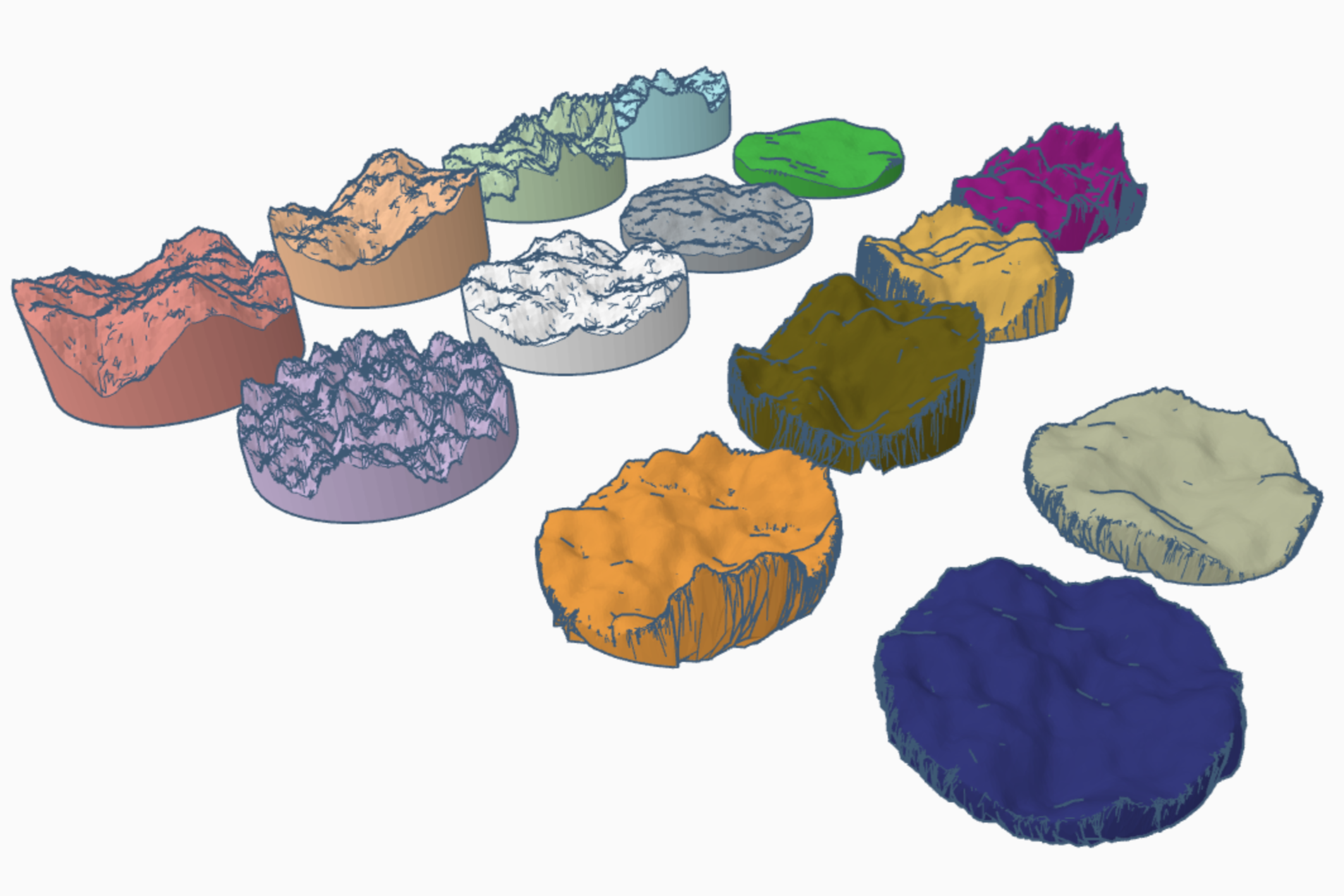 Model Terrain Collection - 14 Different Bases - Miniatures | 3D models ...