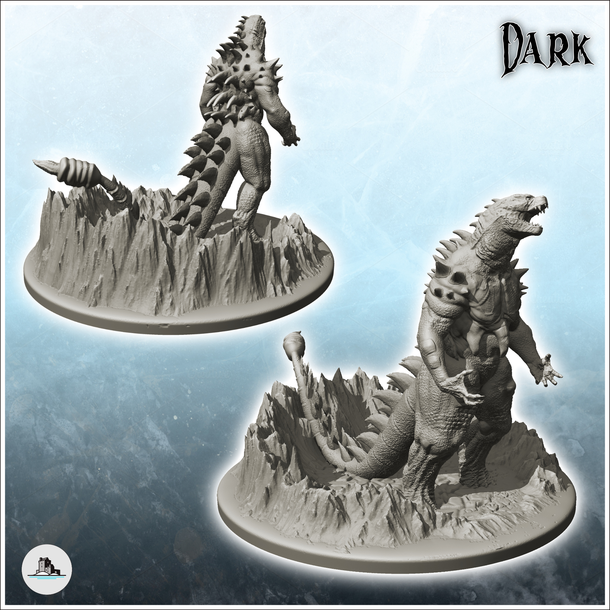 Godzilla dragon standing on ridge - figure miniature statue | 3D models ...
