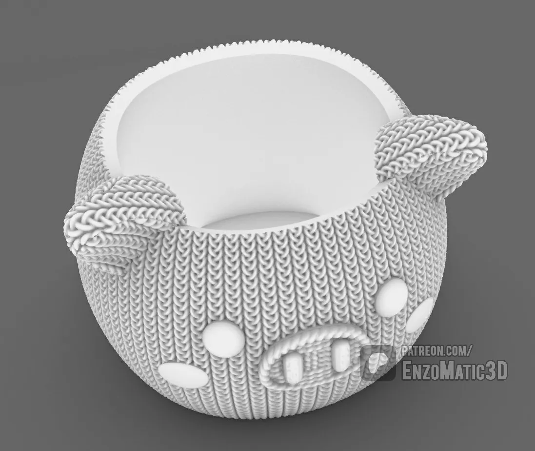 Home Decorations & Ornaments STL Download - knitted pig pot flower pot ...