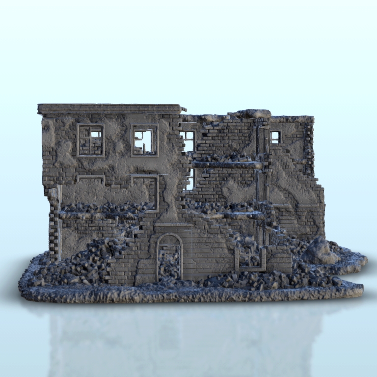 Large urban building in ruins 22 - WW2 Terrain scenery | 3D models ...