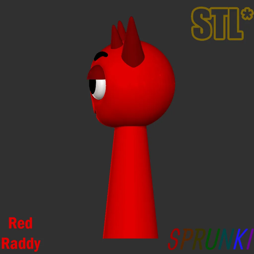 Characters & Creatures STL Download - Sprunki Incredibox Red Raddy STL ...