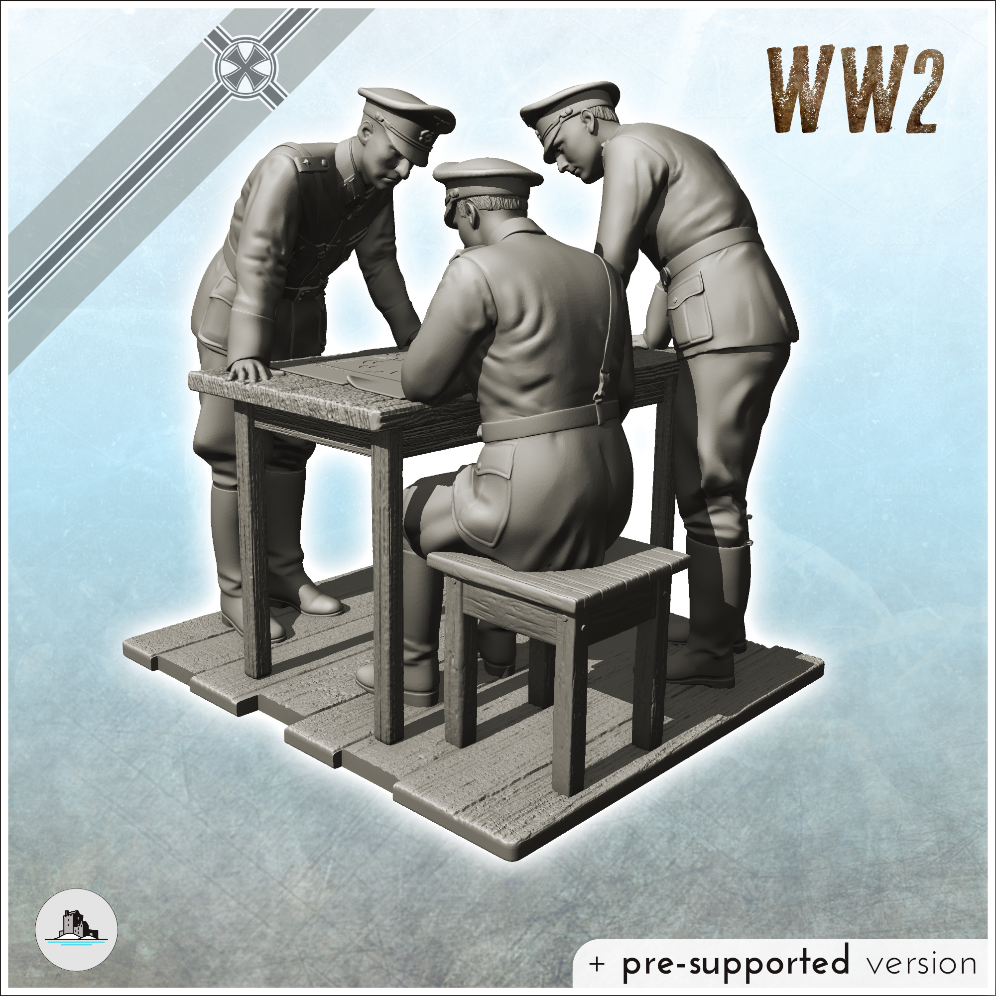 German staff around a table with map (12) - WW2 Terrain fig | 3D models ...