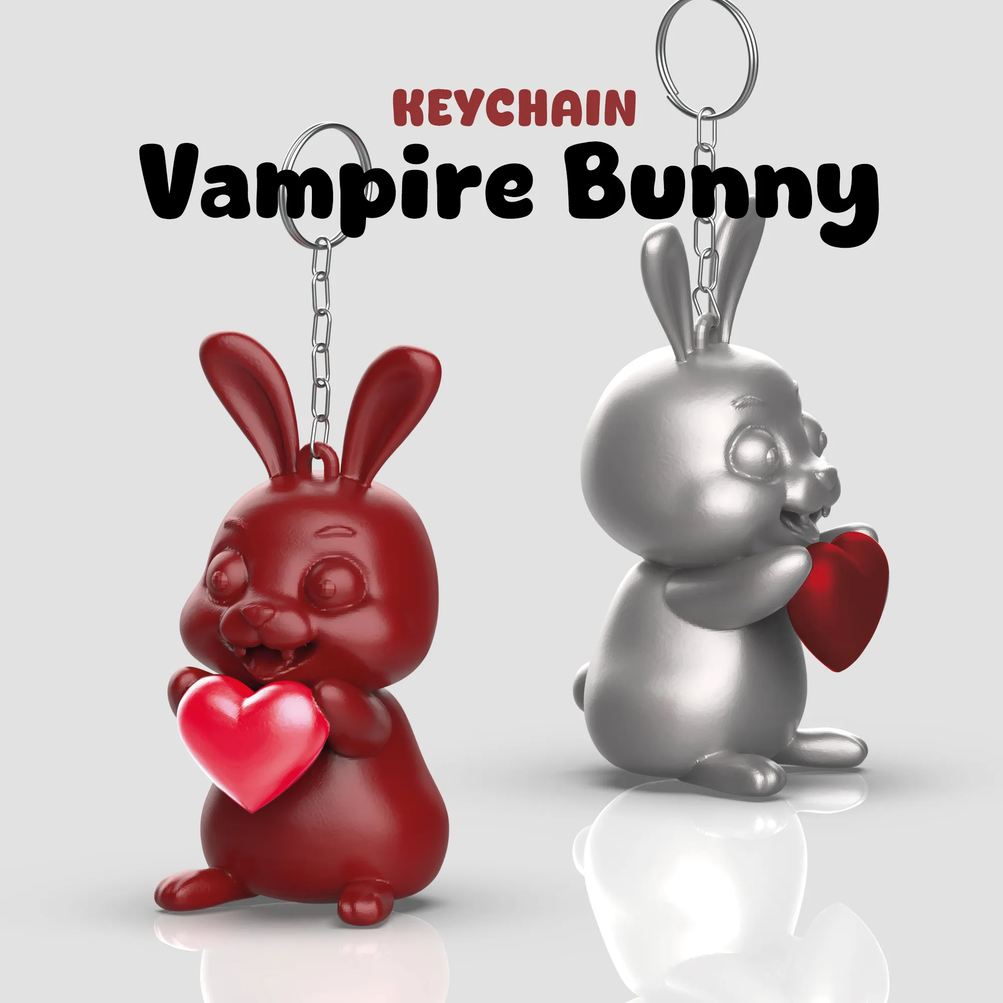 Jewelry & Accessories STL Download - 3D Easter Vampire Bunny Keychain ...