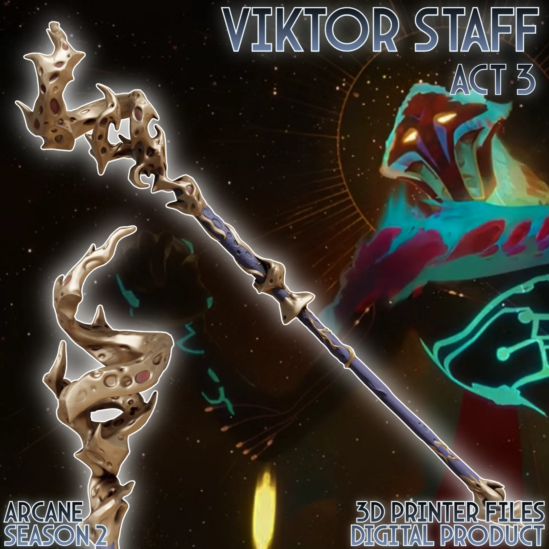 Cosplay STL Descarga - Viktor Staff Arcane Act 3 - Krotek-inc