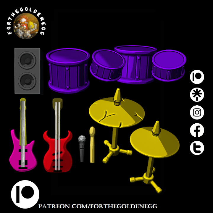 Music Band Accessories (32mm scale, scaleable) | 3D models download ...
