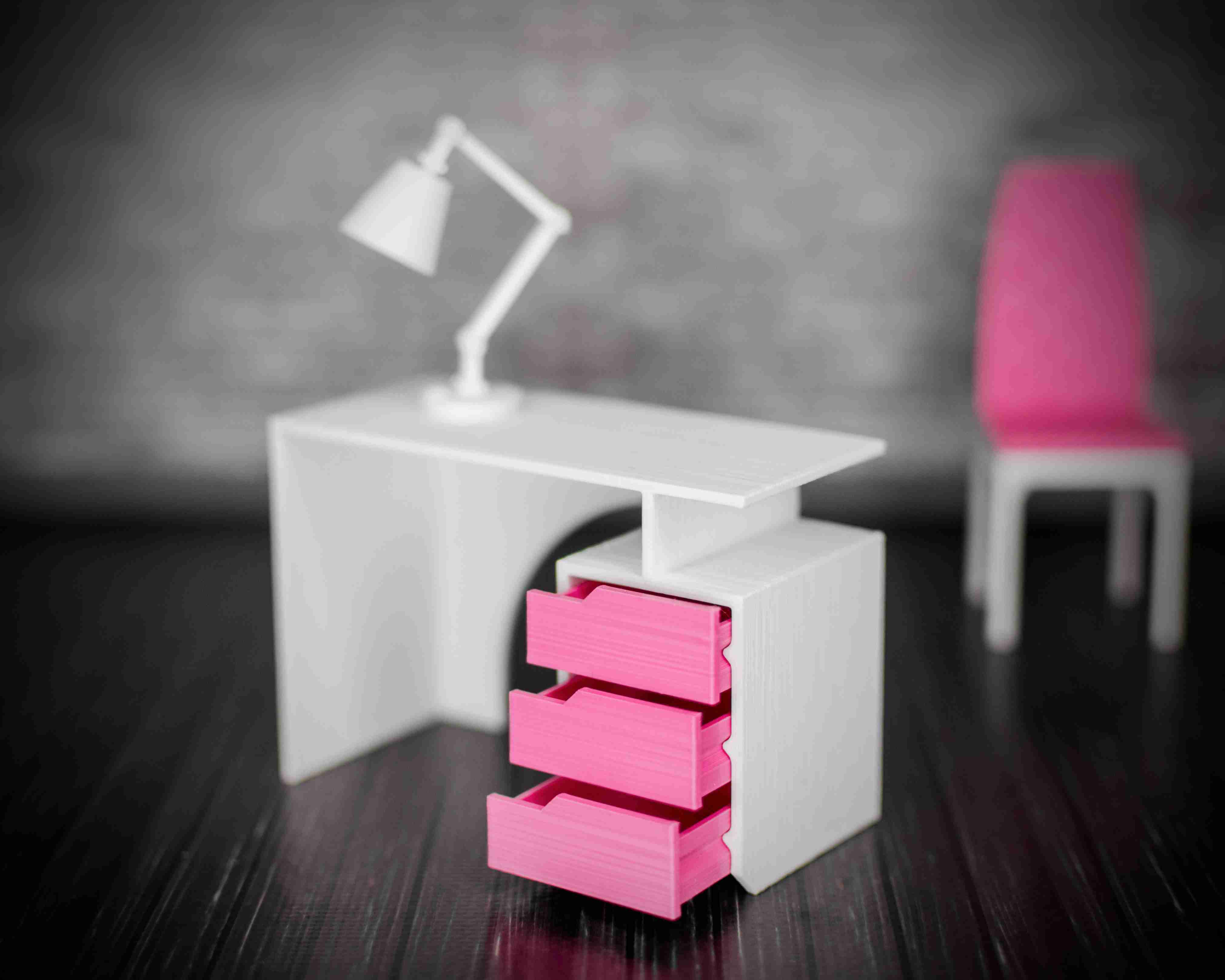 Modern 3-Drawer Computer Desk 1:12 scale for Dollhouses | 3D models ...