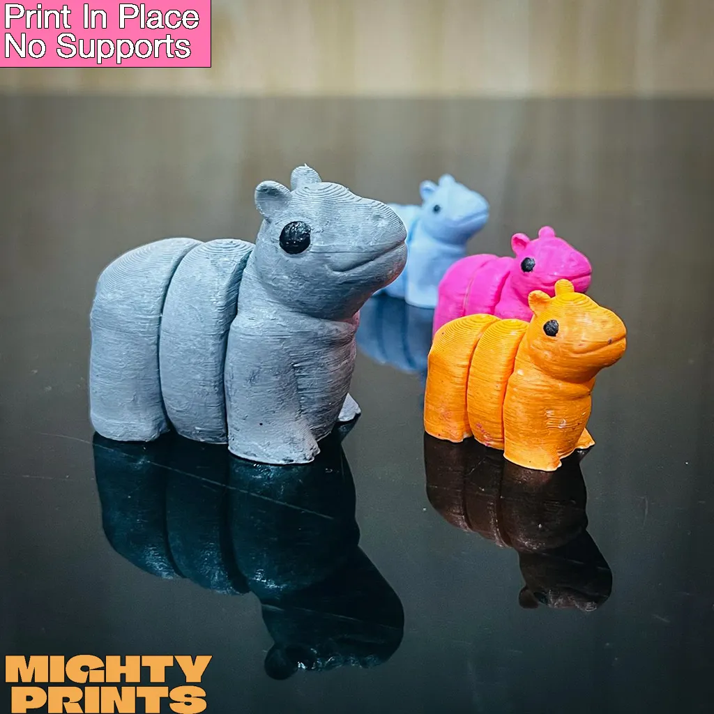 Other STL Download - Tiny hippo print in placeby Mighty prints