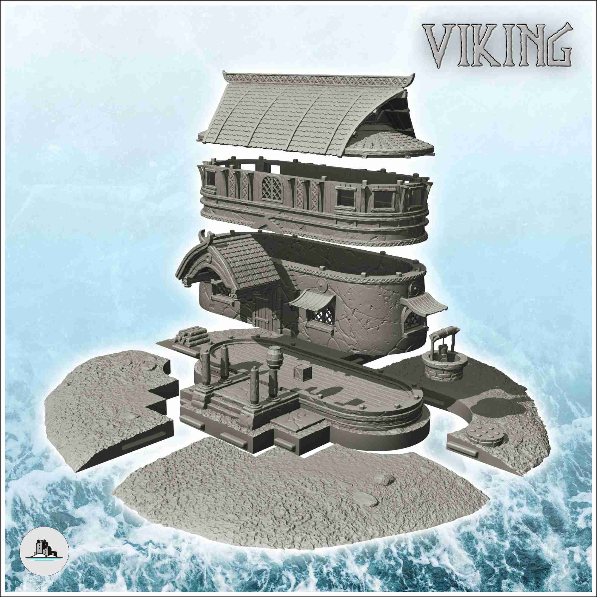 Viking palace with large canopy and well (10) - scenery medi | 3D ...