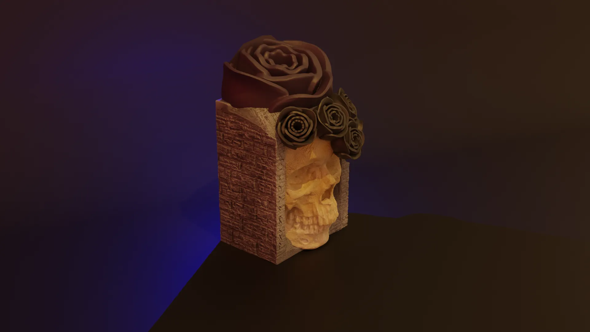 Rose Skull Book Nook with runes | 3D models download | Creality Cloud