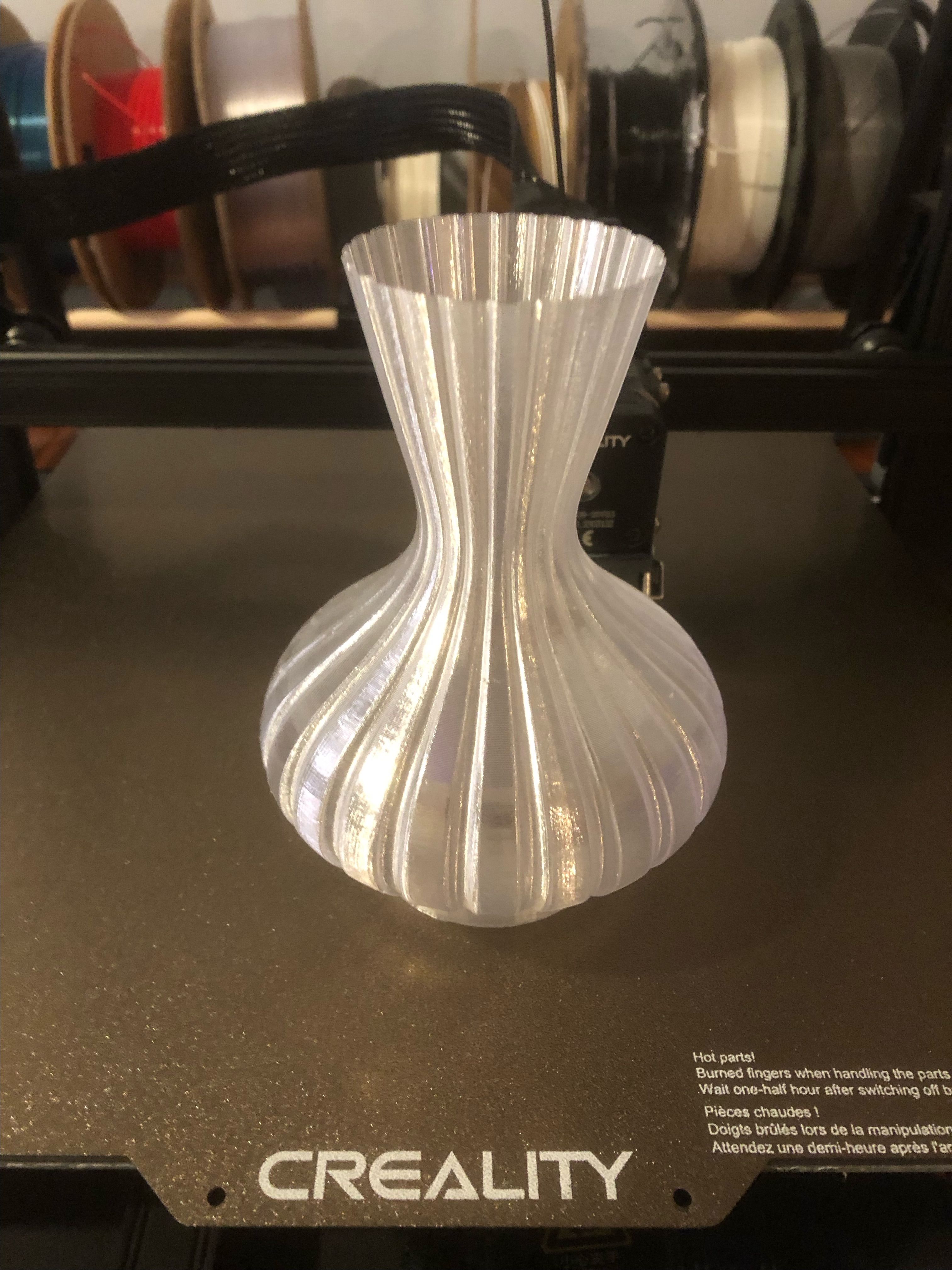 Clear PETG Vase printed in Vase Mode. By Shack3D_print. | Creality Cloud