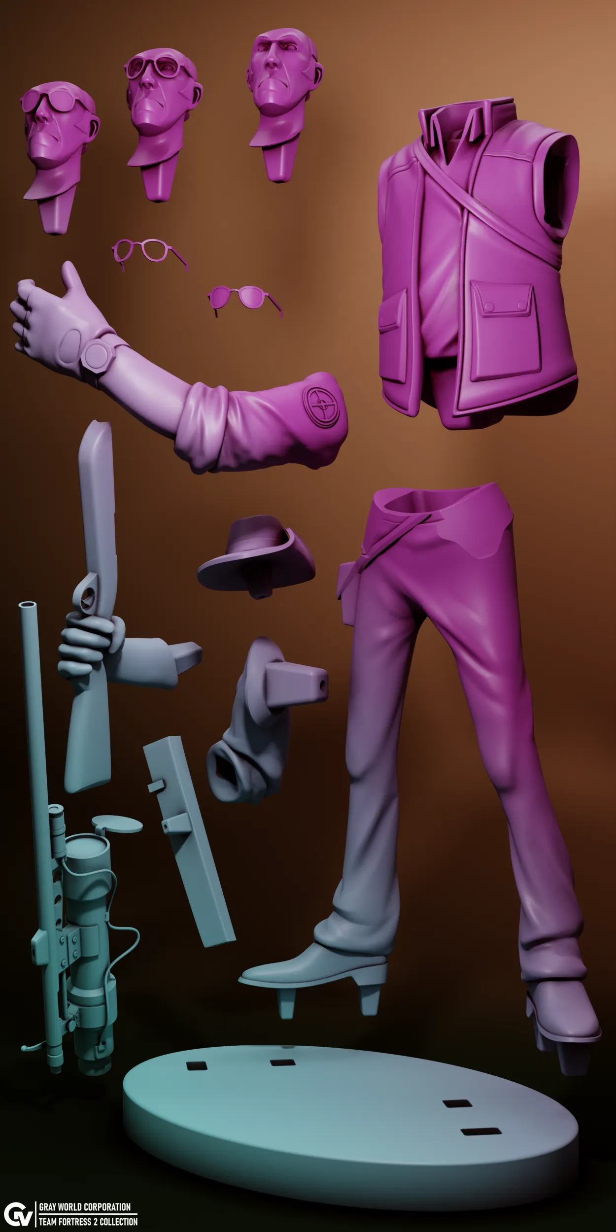 Characters & Creatures STL Download - Sniper | Team Fortress 2by Gray ...