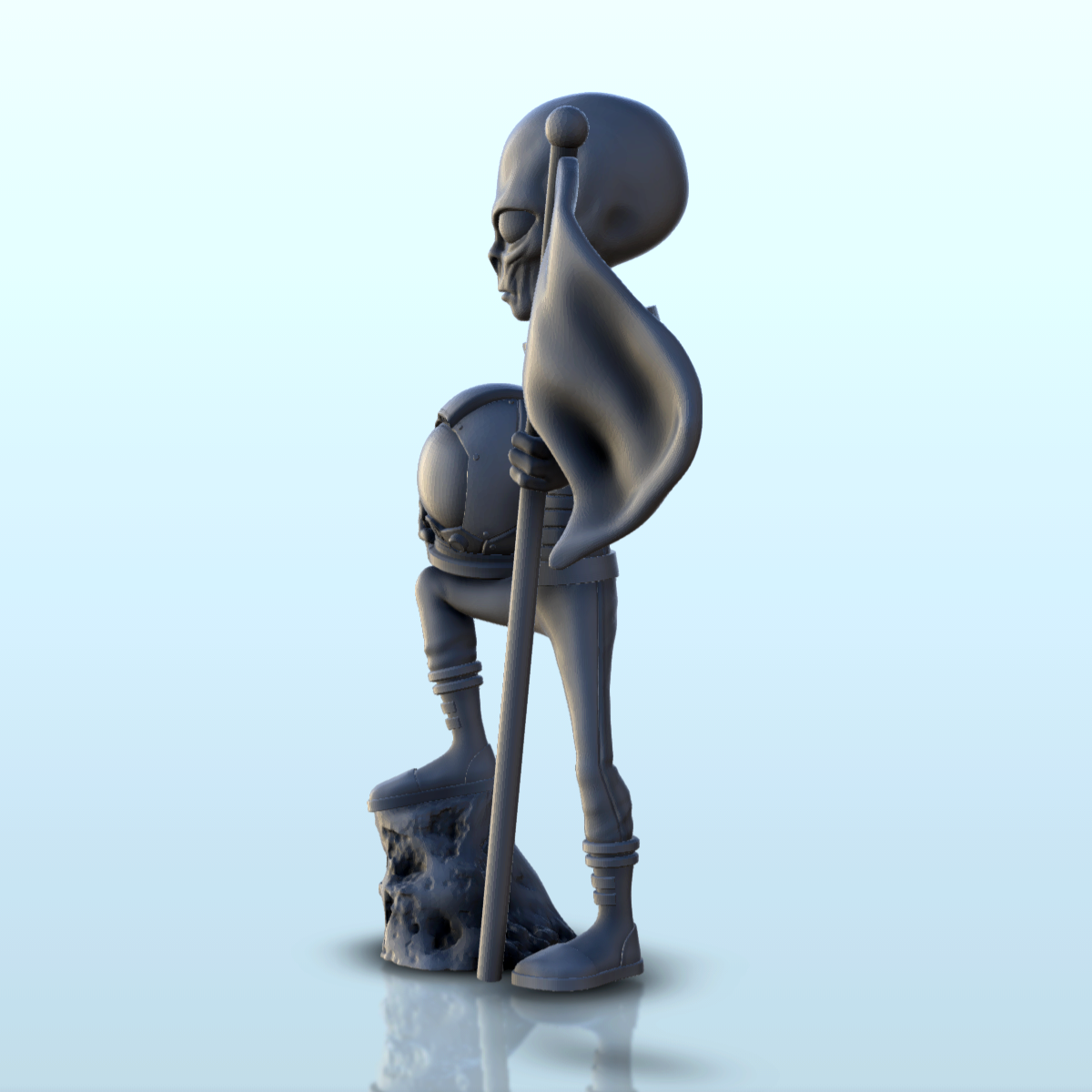 Alien spaceman with helmet and flag (27) (+ pre-supported ve | 3D ...