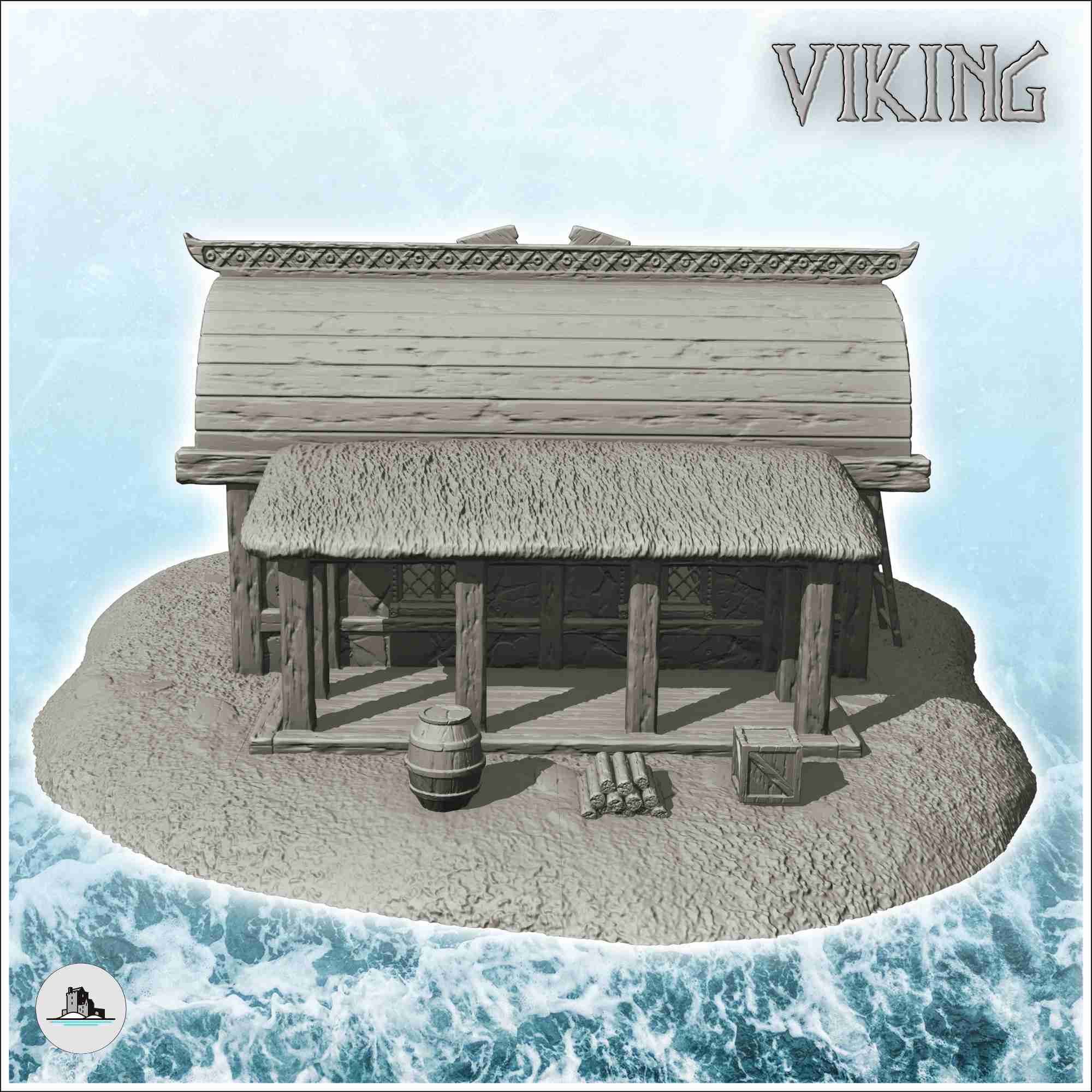 Wooden Viking warehouse with canopy and accessories (2) | 3D models ...