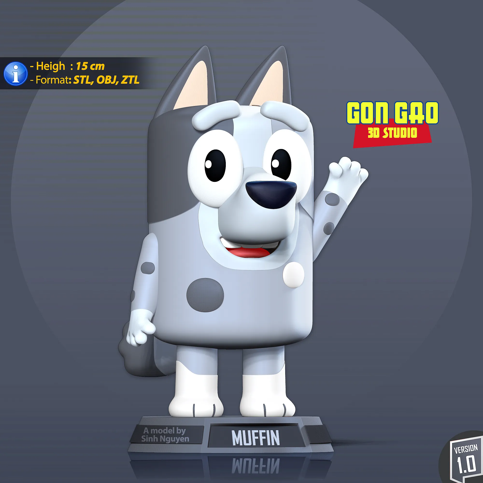 Characters & Creatures STL Descarga - Muffin - Fanart de Bluey - nlsinh