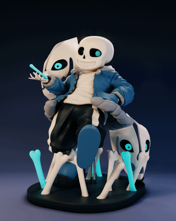 Characters & Creatures STL ダウンロード - Sans | Undertale - Gray World ...