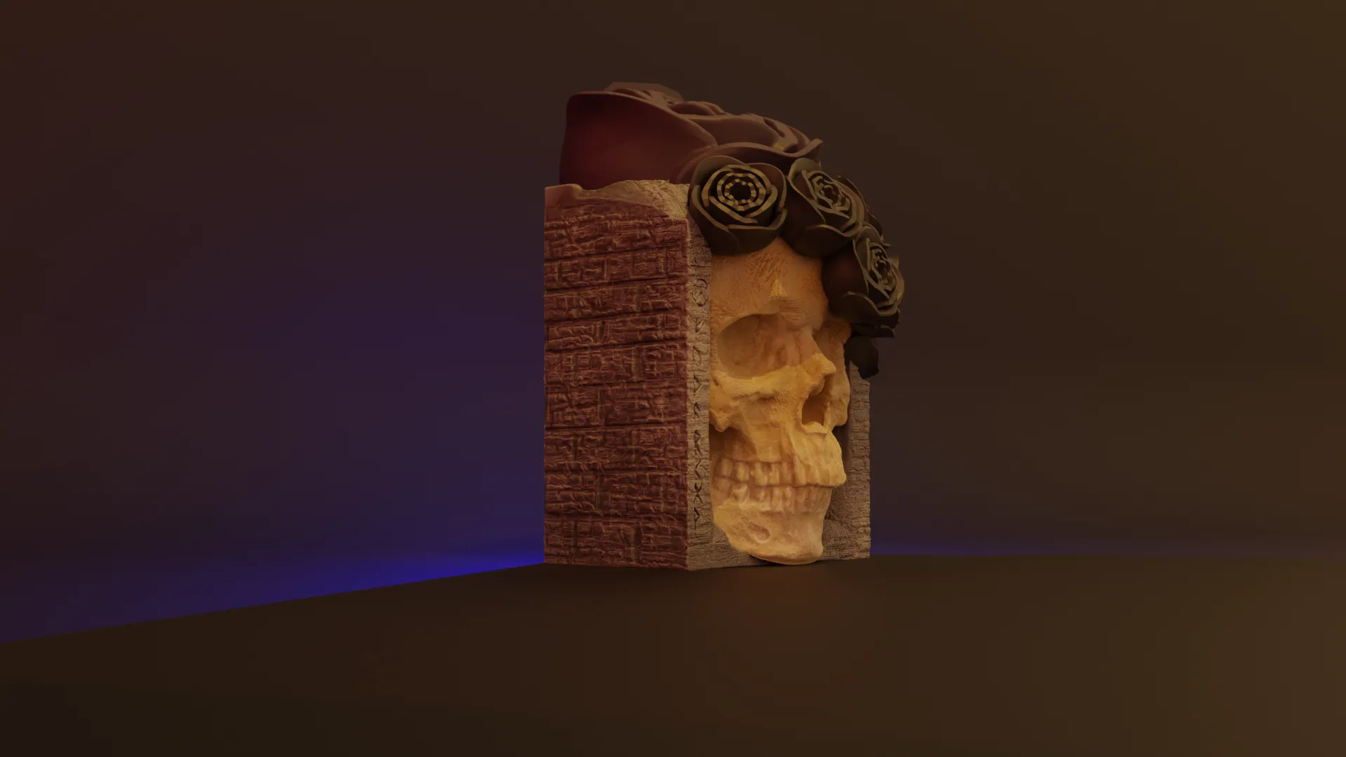 Rose Skull Book Nook with runes | 3D models download | Creality Cloud