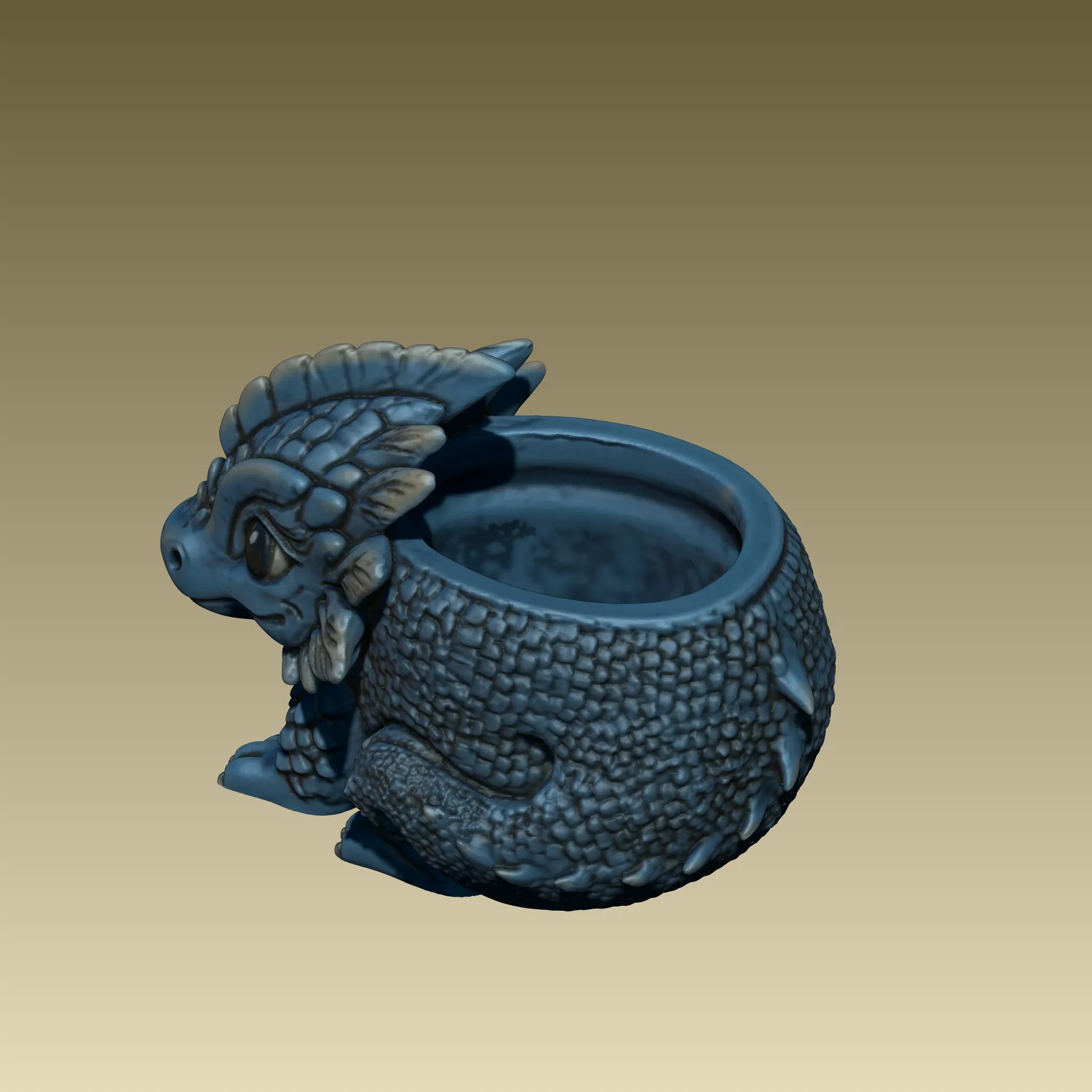 Home Decorations & Ornaments STL Download - dragon pot for cactus and ...