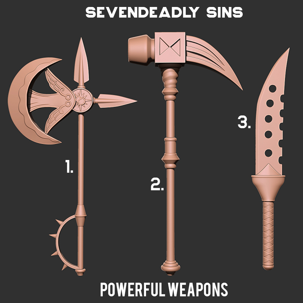 The seven deadly sins - weapons Collection 3D print model | 3D models ...