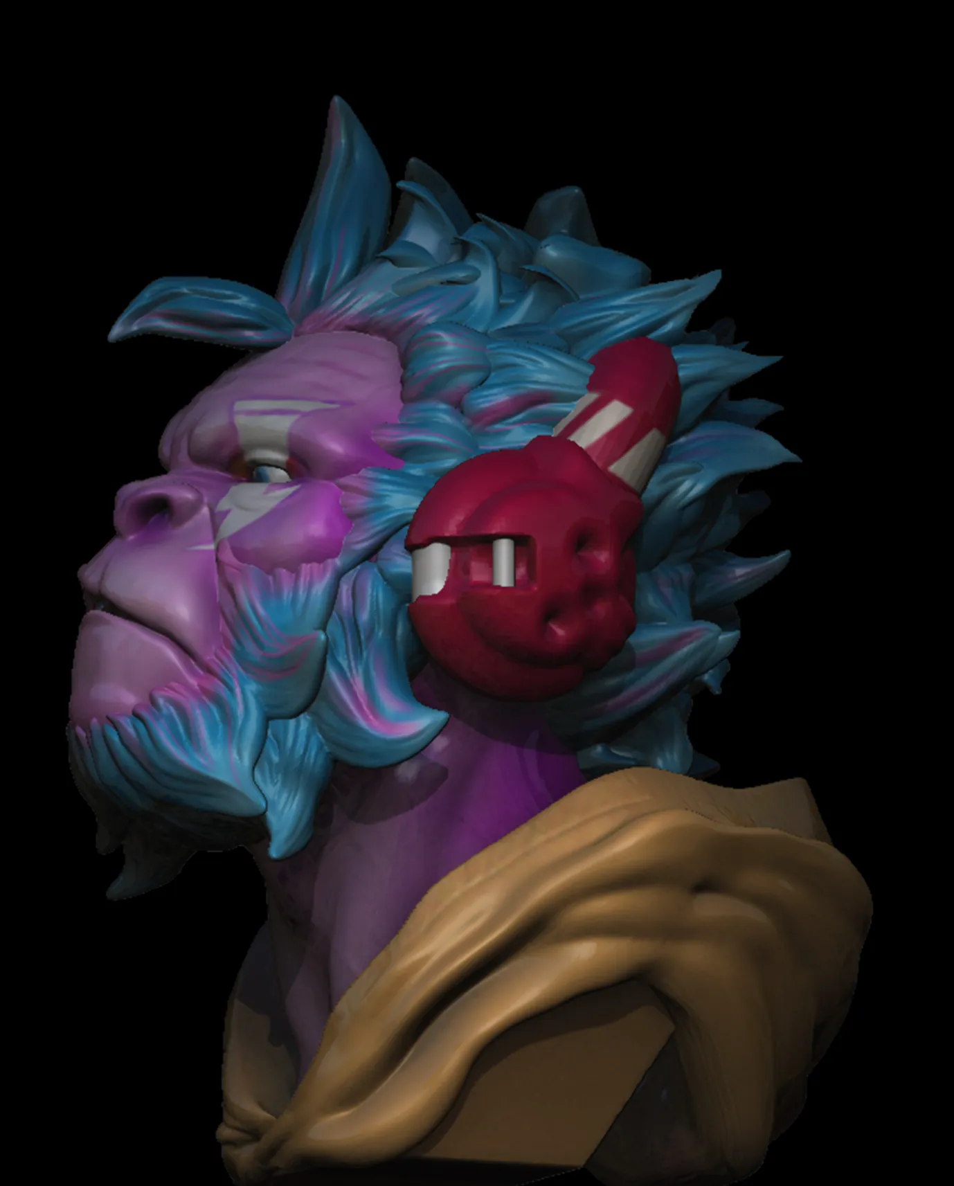 Sculptures & Artworks STL Descarga - Moonkz Funky Monkey Bust ...