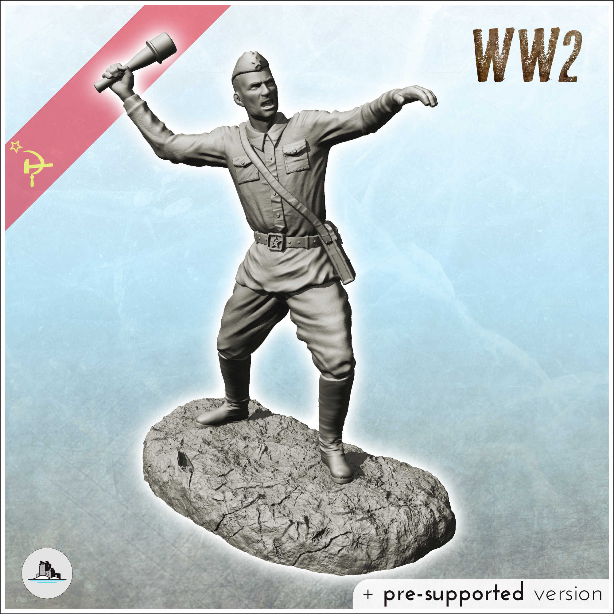 Soviet assault soldier throwing a hand grenade (8) - WW2 | 3D models ...