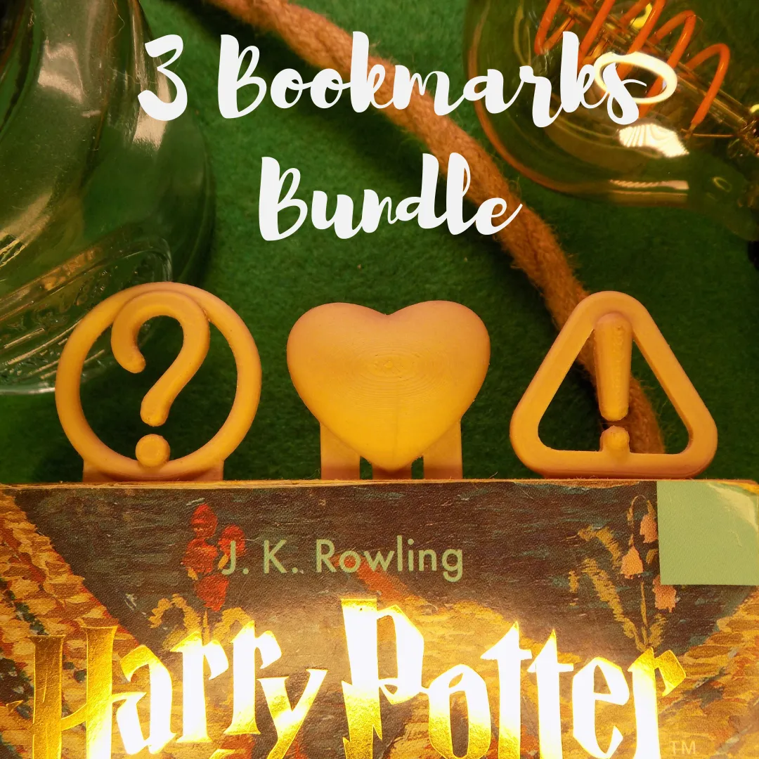 3D Printer Files | 3MF File | 3 bookmarks bundle Heart, Exclamation ...