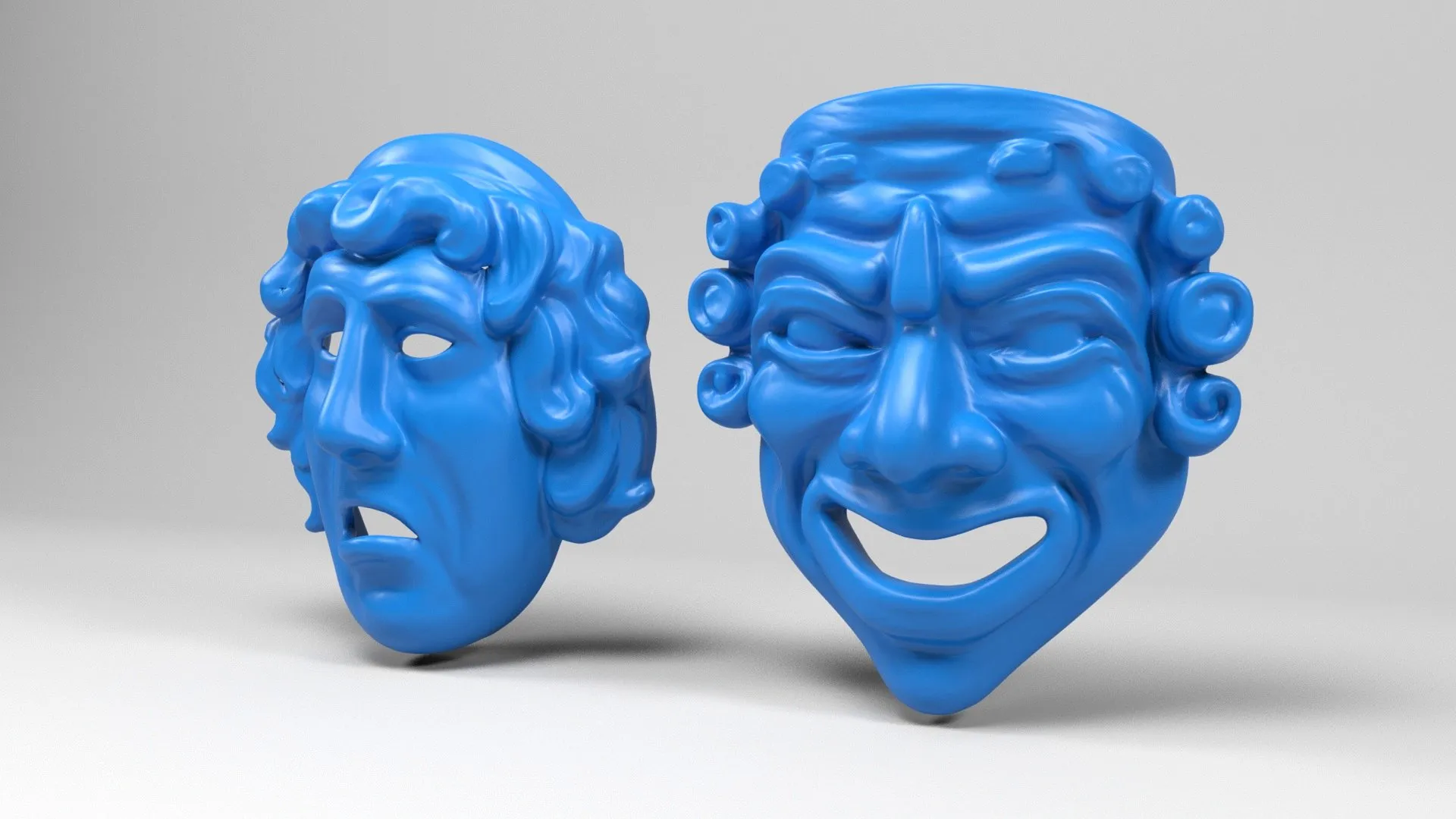 Sculptures & Artworks STL Download - Greek masks 2by 3D Everything