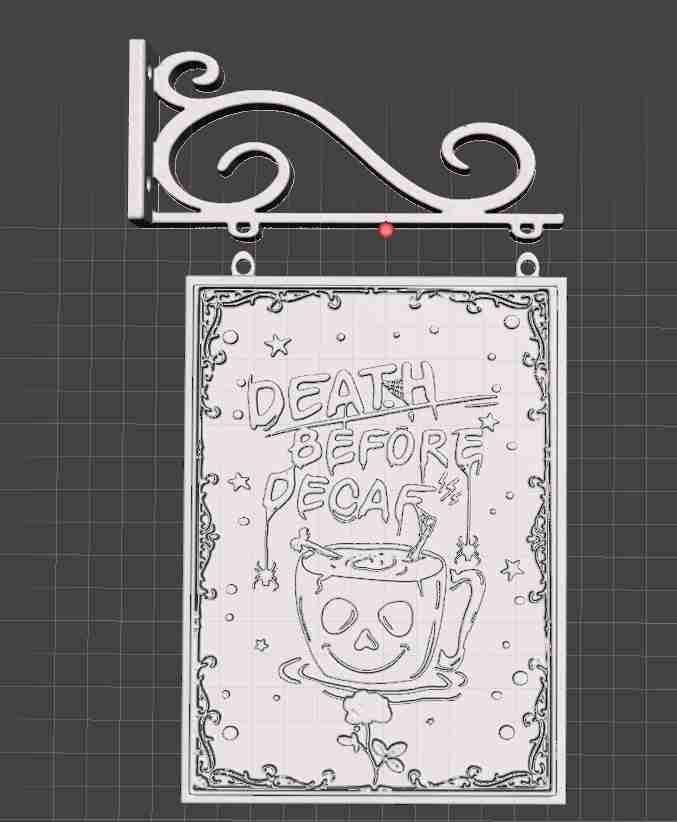 hanging deco DEATH BEFORE DECAF | 3D models download | Creality Cloud