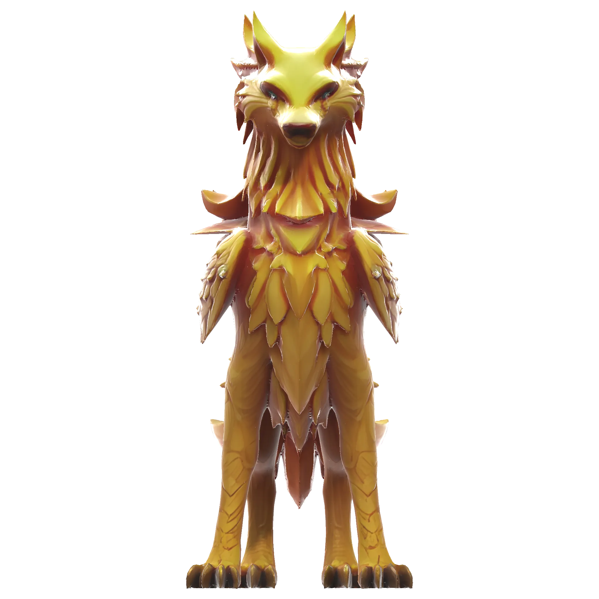 Free Characters & Creatures STL Download - Golden Guardian Wolfby MR AnyCAD