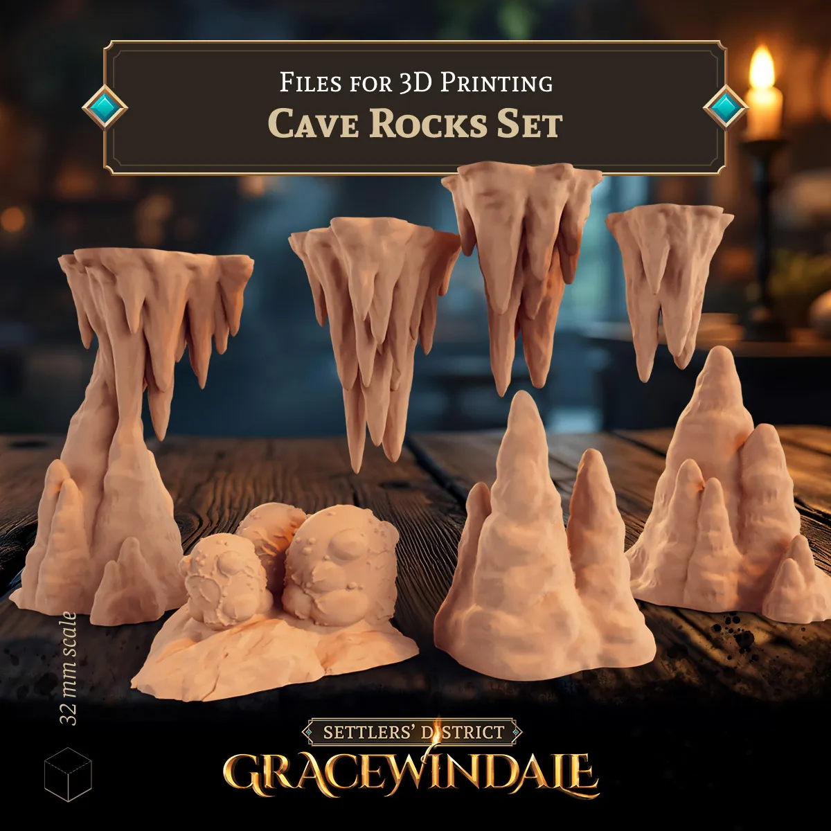 Props & Terrain STL Download - Cave Rocks Setby Gracewindale