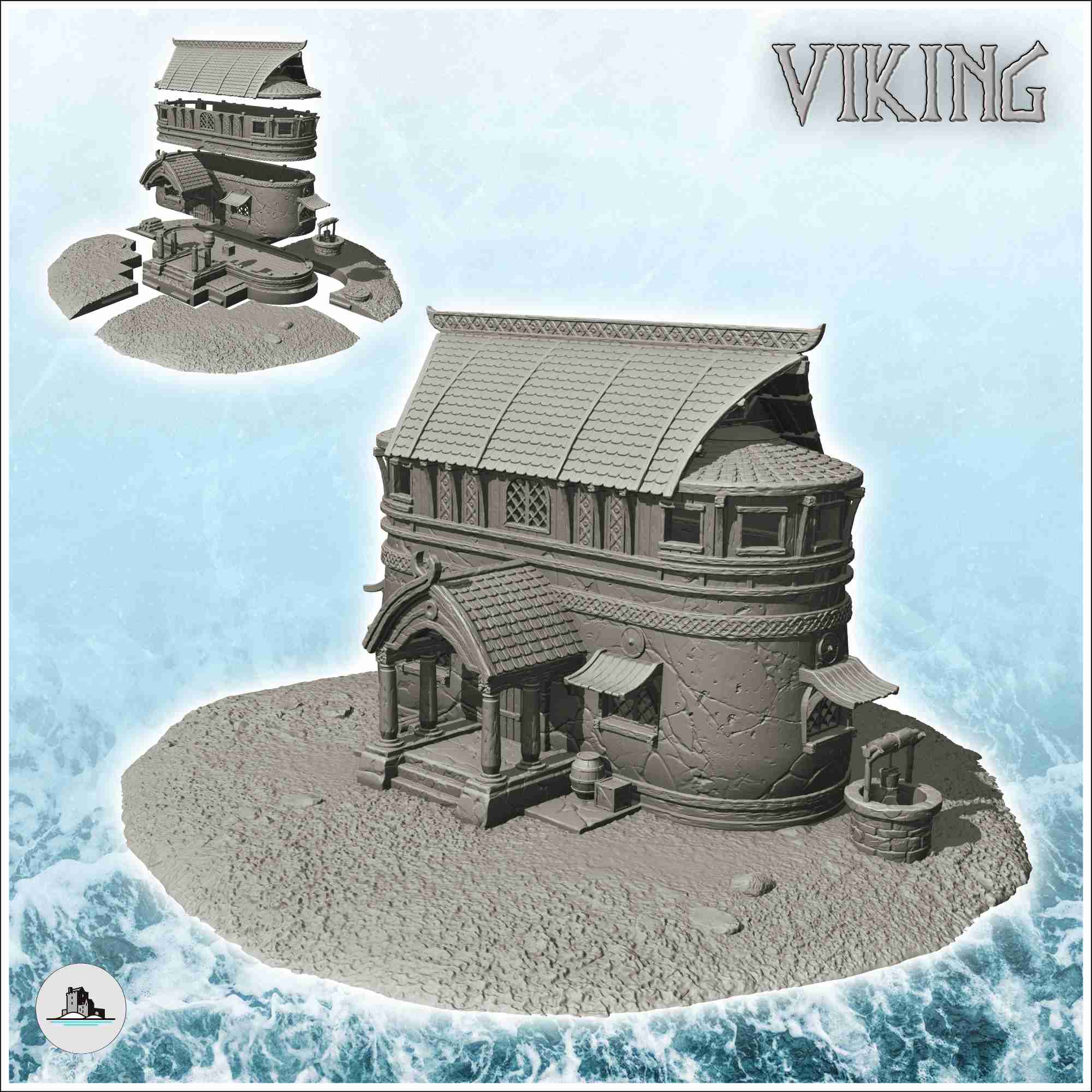 Viking palace with large canopy and well (10) - scenery medi | 3D ...